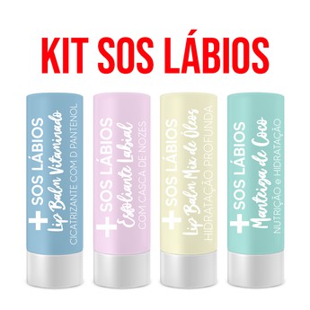Kit com 4 SOS Lábios (Esfoliante Labial + Lip Balm Vitaminado + Lip ...