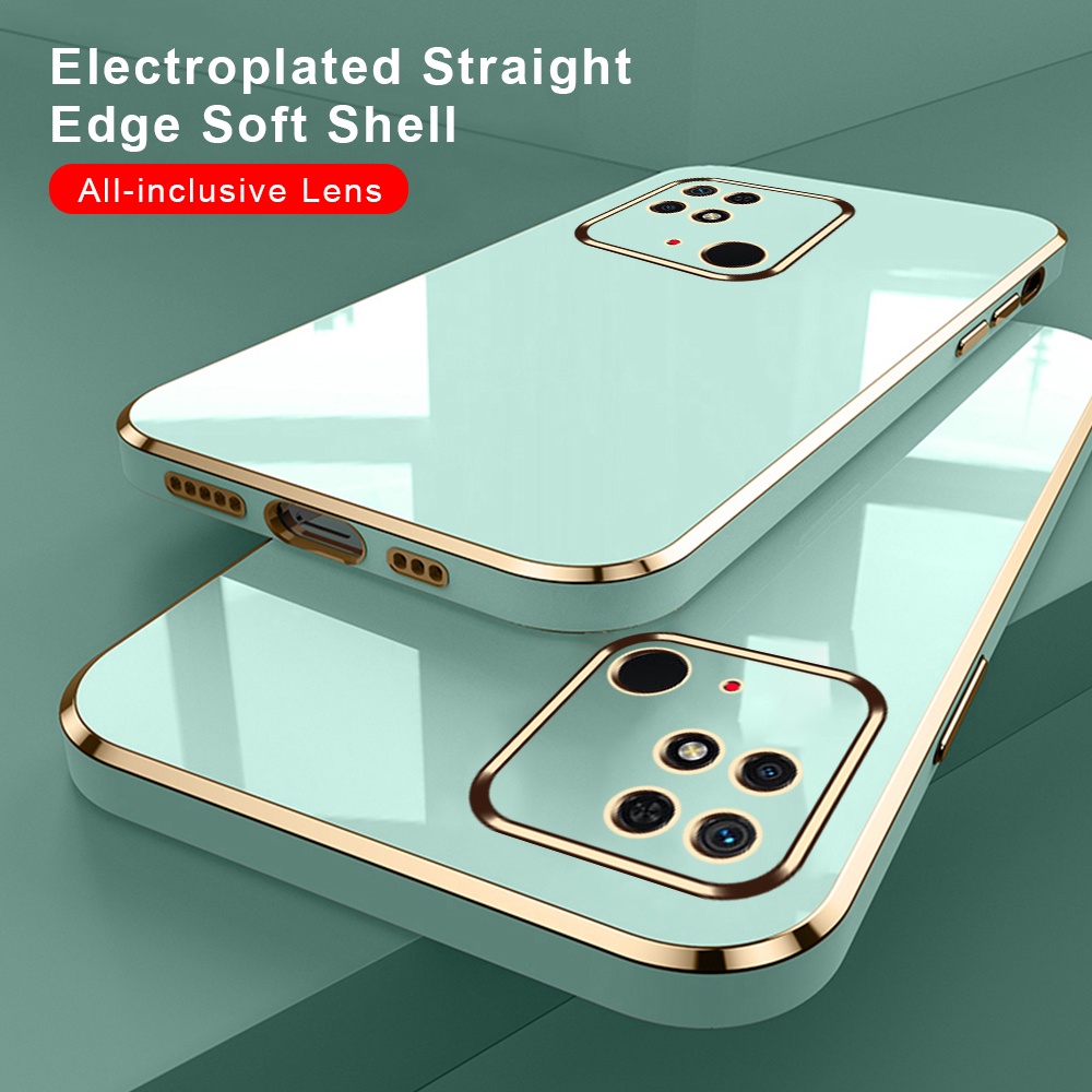 Para Redmi 10C Case 6D Straight Plating Frame Capa de telefone para ...