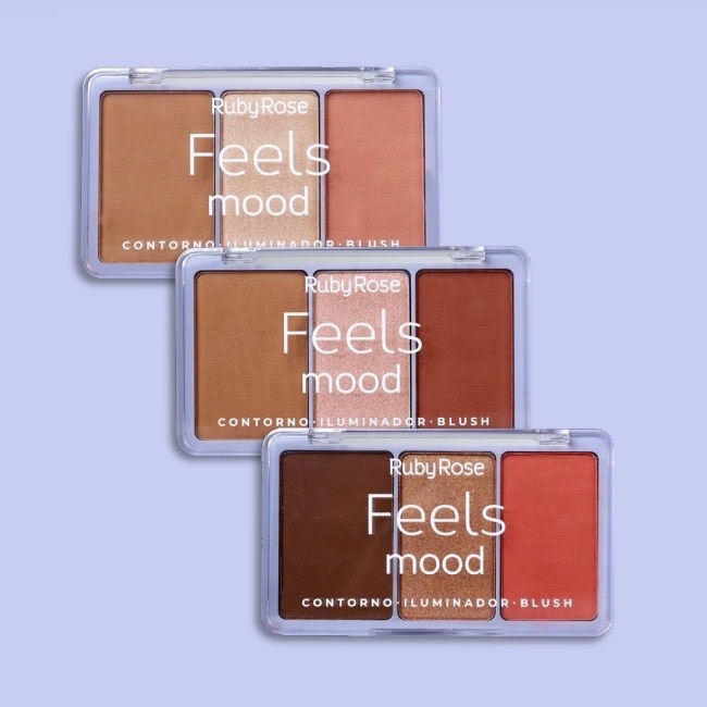Paleta Feels Mood Trio Contorno Iluminador Blush - Ruby Rose | Shopee Brasil