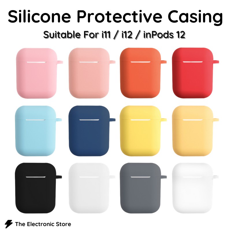 Soft Silicone Colourful Protective Earpods Case Cover For TWS i11 i12 ...