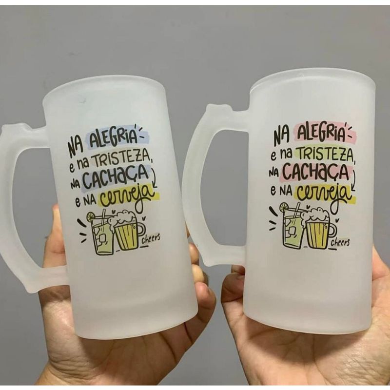 Caneca de chopp vidro jateado casal personalizada 475ml | Shopee Brasil