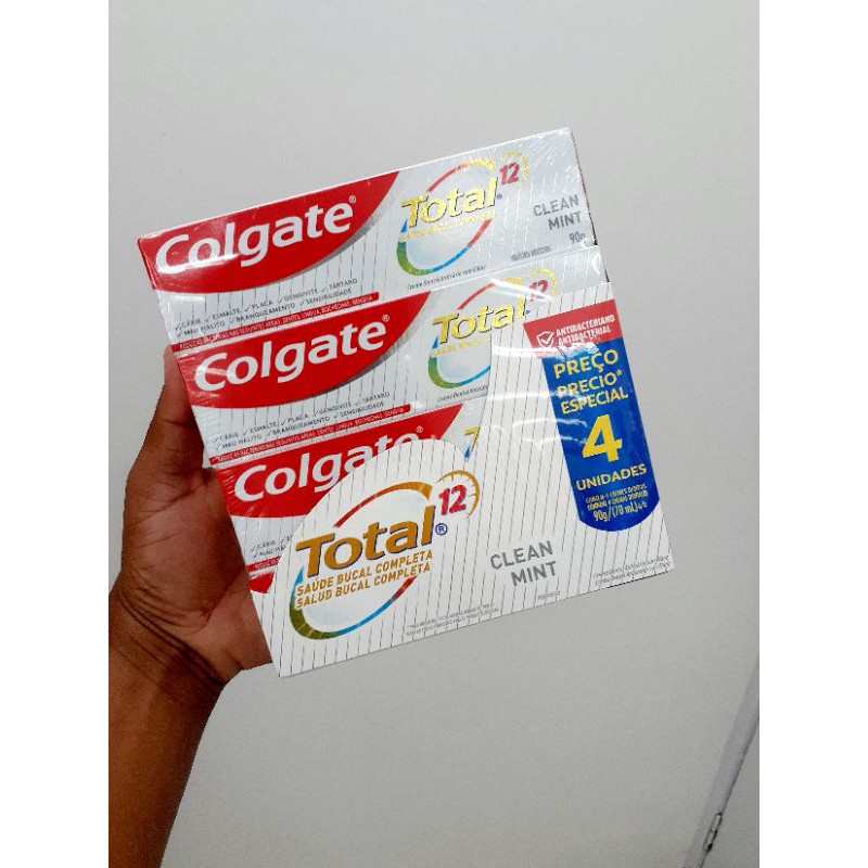 kit creme dental colgate total 12 clean mint 4 unidades 90g original ...