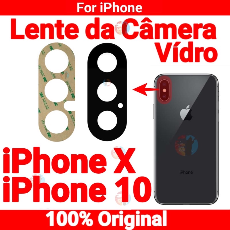 Lente de Vidro da Camera Traseira iPhone X 10 + Cola | Shopee Brasil