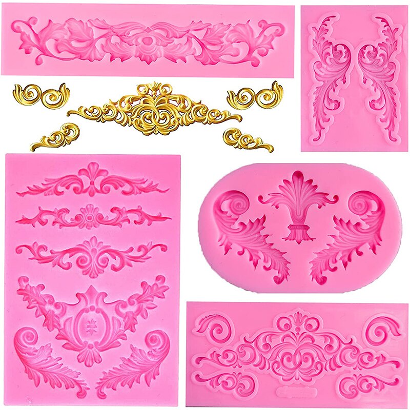 Curlicues Estilo Barroco Scroll Lace Fondant Molde De Silicone Para ...