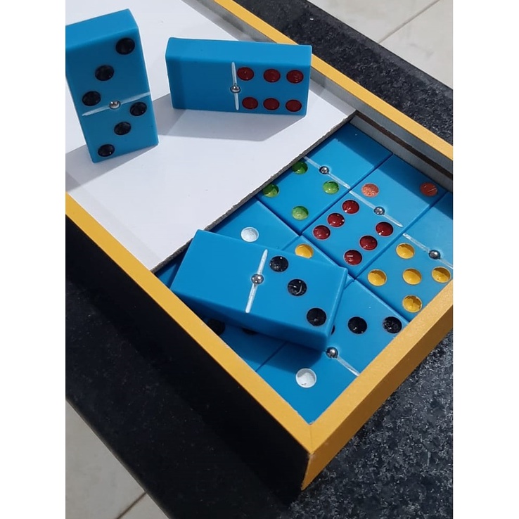 Dominó Azul Grosso de PVC com Pino não quebra pintado c/ tinta ...