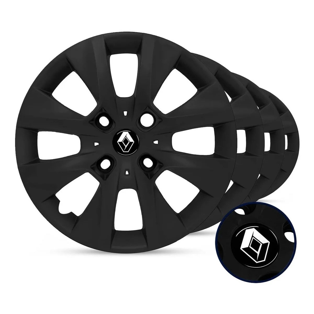 Jogo 4 Calota Aro 14 Esportiva Clio Sandero Logan C/ Logo Resinado | Shopee Brasil