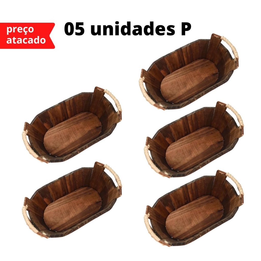 Cesta / Tina / Balde /de Madeira Rústica com detalhes de Sisal Kit ...