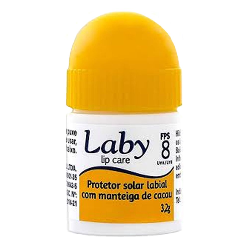 Kit com 10 - Protetor Solar Labial FPS 8 Manteiga de Cacau Laby com 3,2g | Shopee Brasil