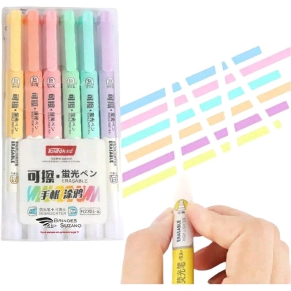 Marca texto que apaga 0.4 com 2 pontas, canetas em tons pasteis da ...