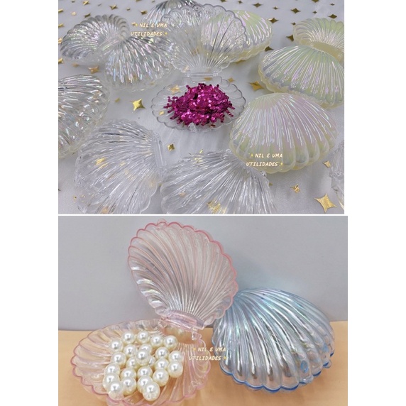 Kit com 12 unidades de concha de acrílico sereia decoração festa ...