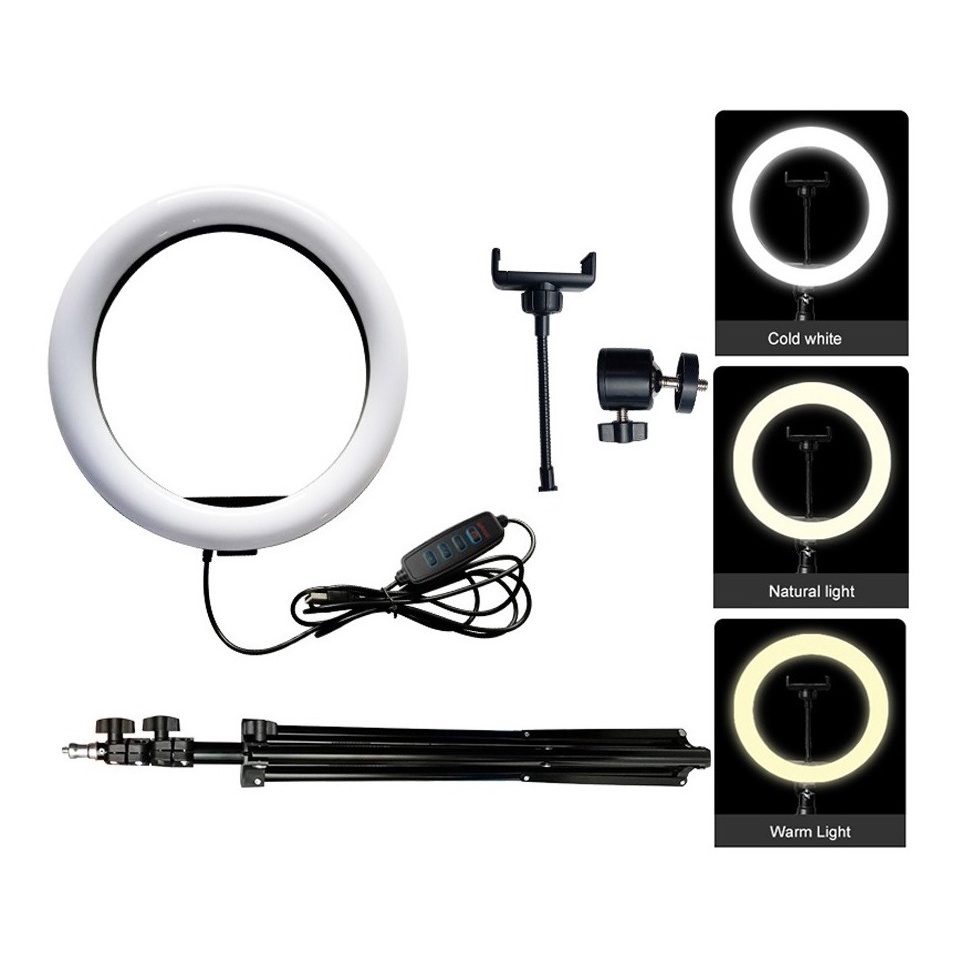 Iluminador Ring Light Iluminador Com Tripe Profissional 10 Polegadas 26Cm, Tripe Com 2,10Mt ...
