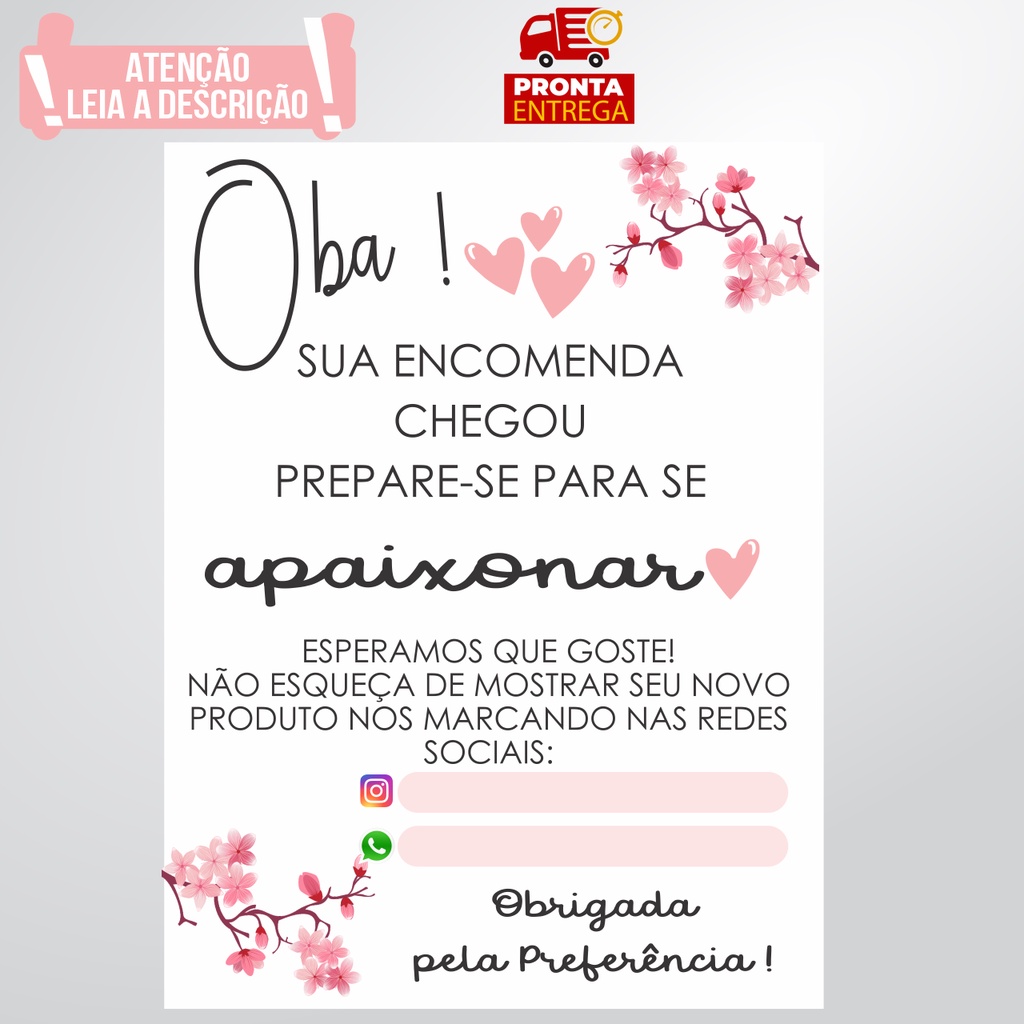 50un Folhetos de Agradecimento ao Cliente pela compra, Cartão para ...