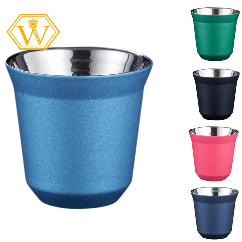 Copo De Aço Inoxidável De Parede Dupla 80Ml Para Caneca De Café ...