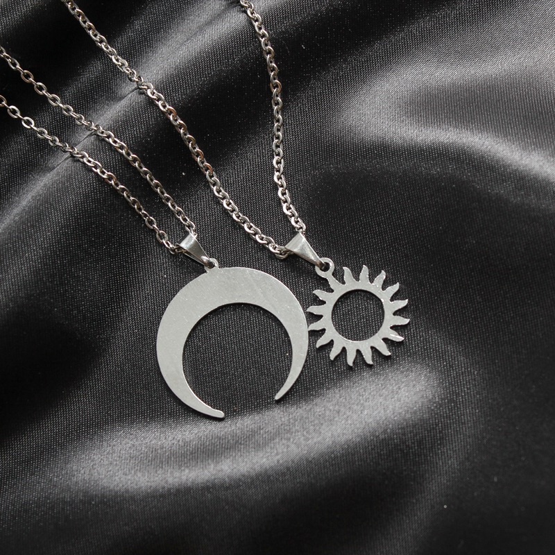 Colar Duplo Feminino Sol e Lua Aço Inox | Shopee Brasil
