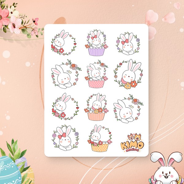 Cartela de Adesivos Coelho e Flores 12x15cm KIMO ADESIVOS | Shopee Brasil