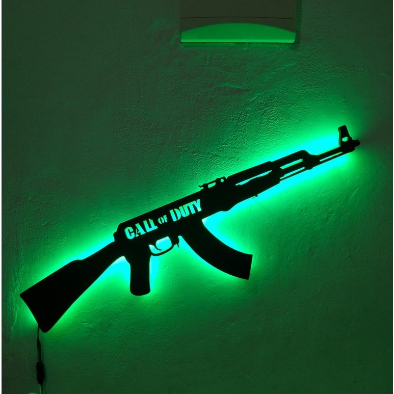 Rifle Ak 47 Call Of Duty Led Light Luminaria de parede Decorativa GAMER ...