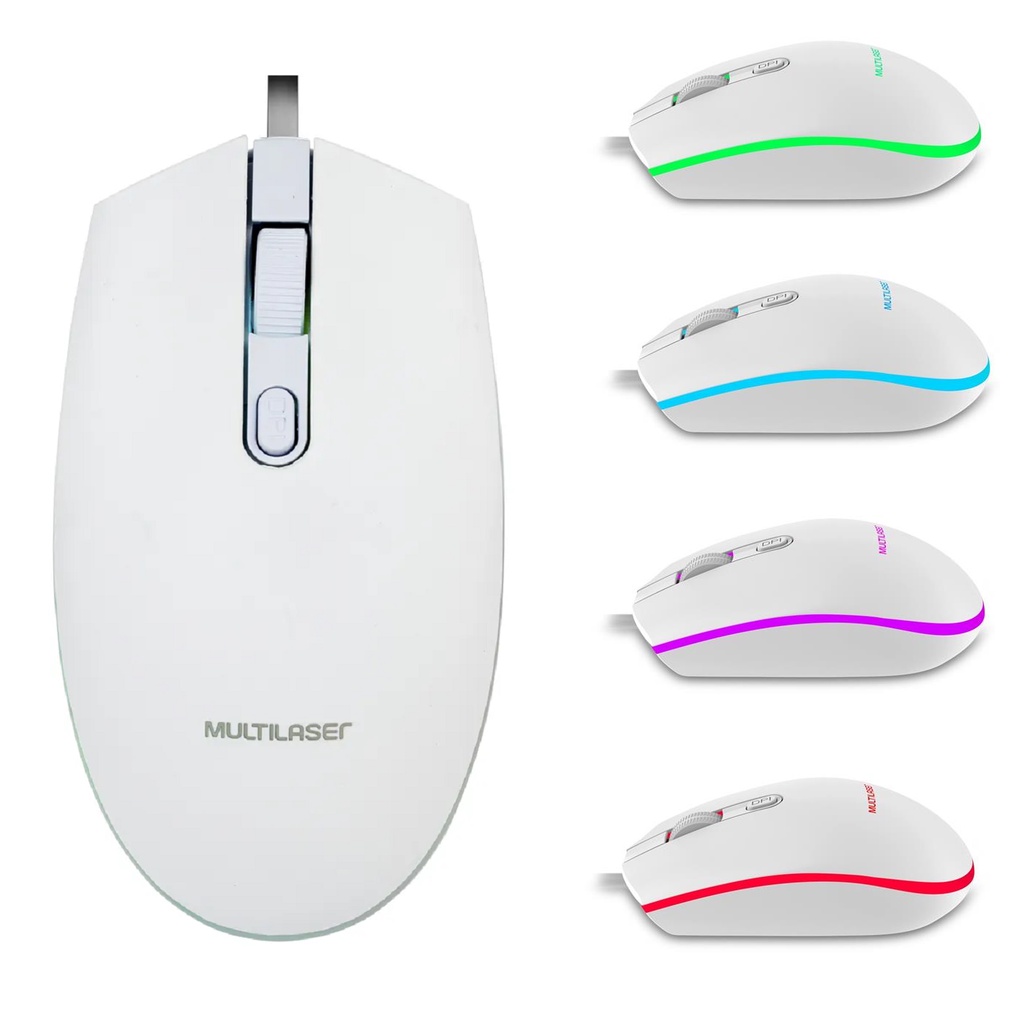 Mouse Gamer Branco Led 7 Cores Rgb 2400 Dpi Emborrachado Multilaser ...