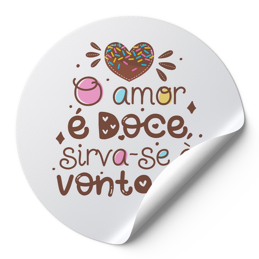 Tag Etiquetas Adesivos Para Embalagens Redonda Confeitaria O Amor É ...