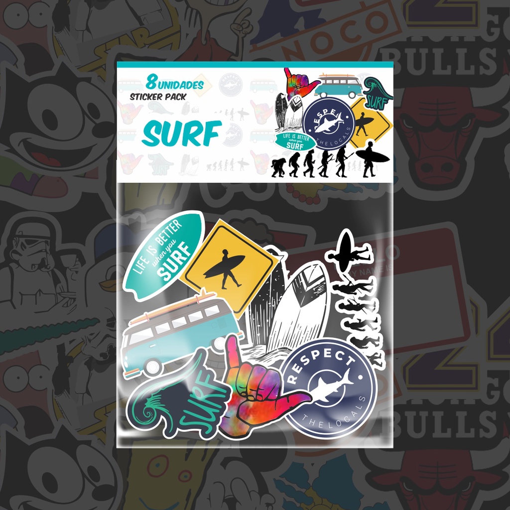 Kit Com 8 Adesivos Stickers Surf | Shopee Brasil