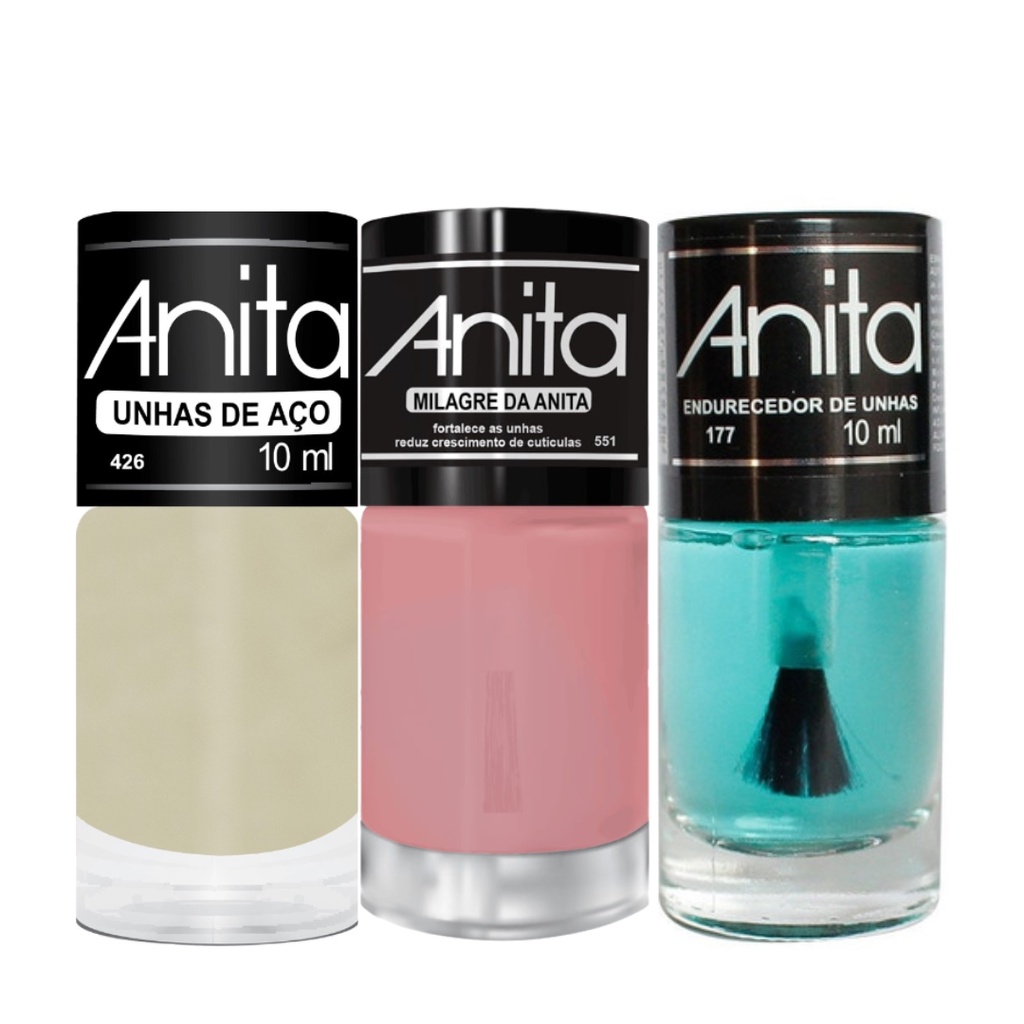 Kit Tratamento Anita c/ 3 (unhas de aço, milagre da anita, endurecedor ...