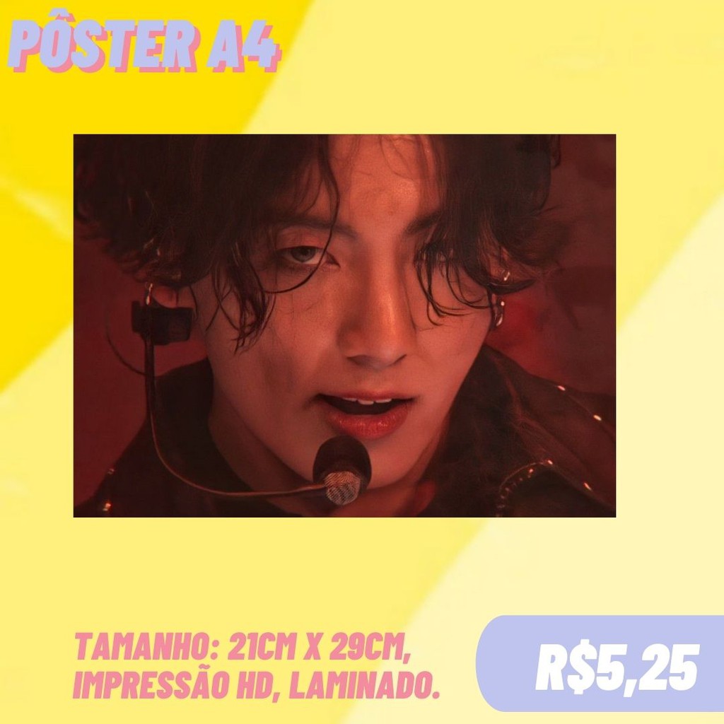 pôster A4 B T S , JUNG KOOK, JI MIN, TAE HYUNG, YOO NGI, HO SEOK, NAM ...