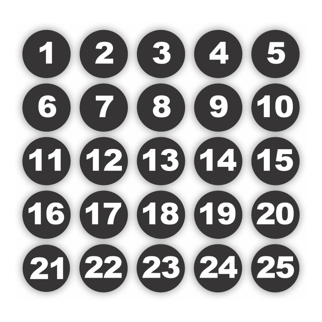 Adesivos Numerados 1 A 50 Redondo Preto Medida 2cm | Shopee Brasil