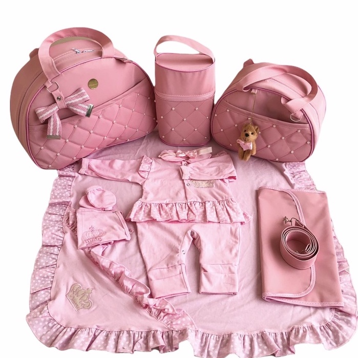 Kit Bolsa Maternidade Personalizada Saída Maternidade Menina | Shopee ...