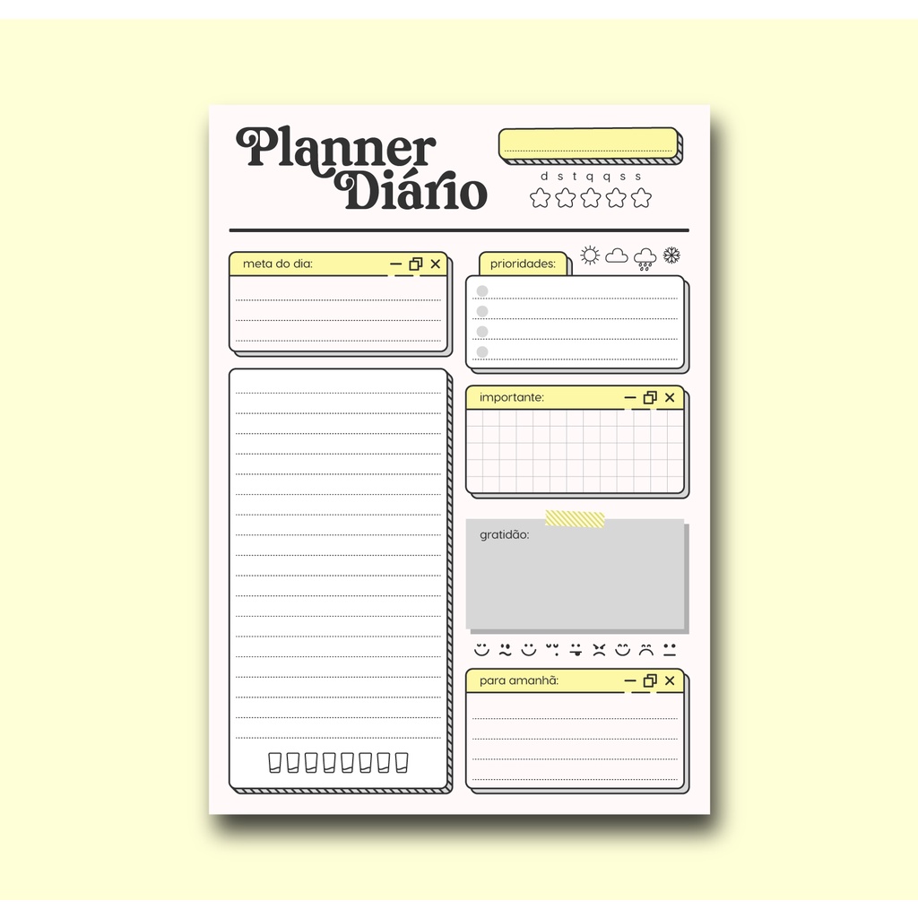 Planner Diário tamanho A5 | Bloco destacável | Shopee Brasil