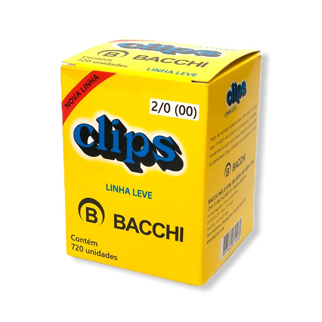 Clips Aço Galvanizado N° 2/0 (00) - C/ 720 Unidades - Bacchi Aguardamos ...