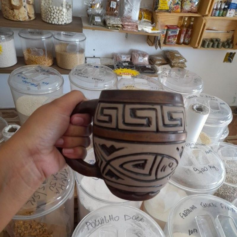 Caneca De Barro Artesanal Marajoara | Shopee Brasil