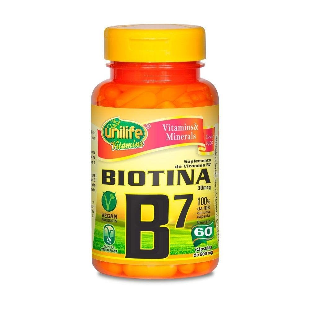 Vitamina B7-Biotina 60 Cápsulas 500 Mg-Unilife | Shopee Brasil