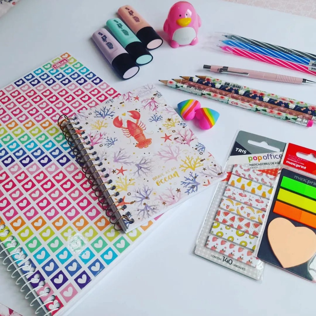 Kit Material Papelaria Fofa - 18 Itens | Shopee Brasil