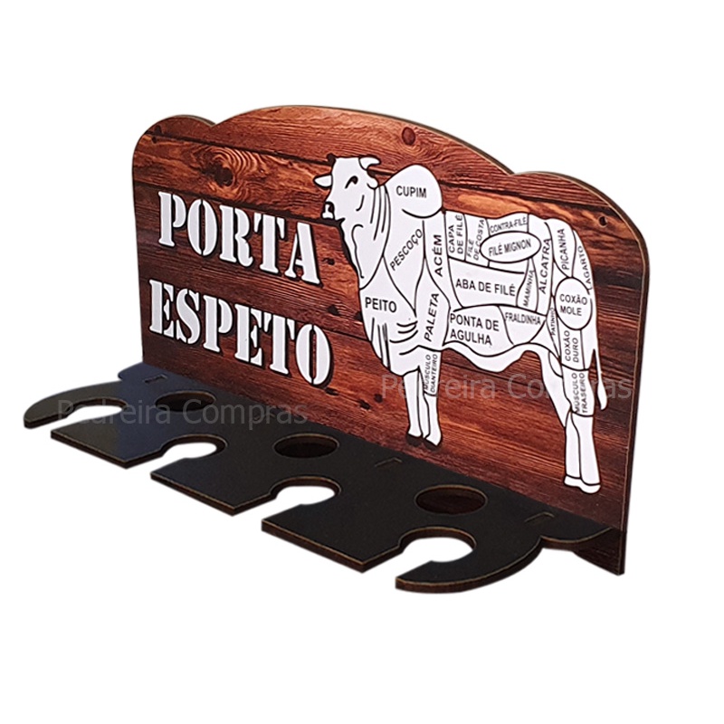Porta Espeto para Churrasco Parede em Madeira para 07 Espetos com ...