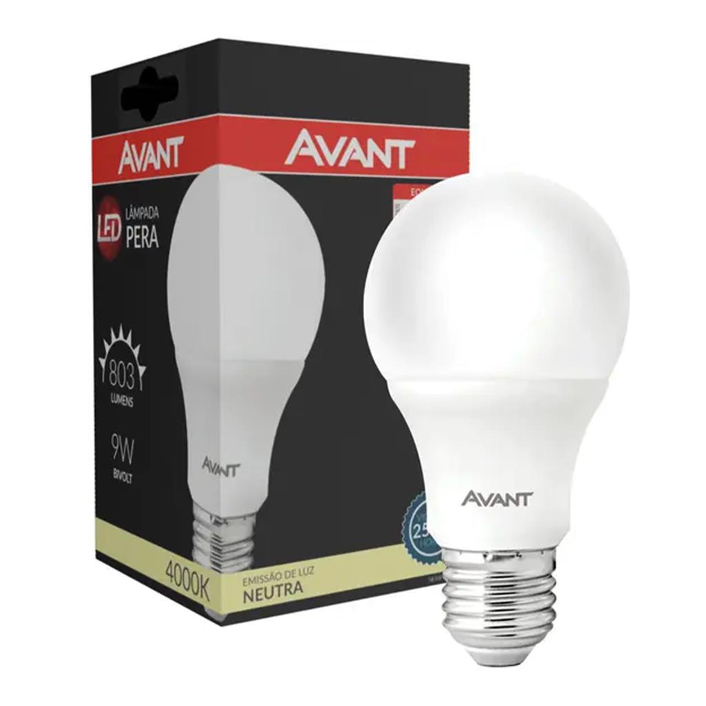 Lampada Led 9w Pera Bulbo E27 4000K Branco Neutro Avant | Shopee Brasil