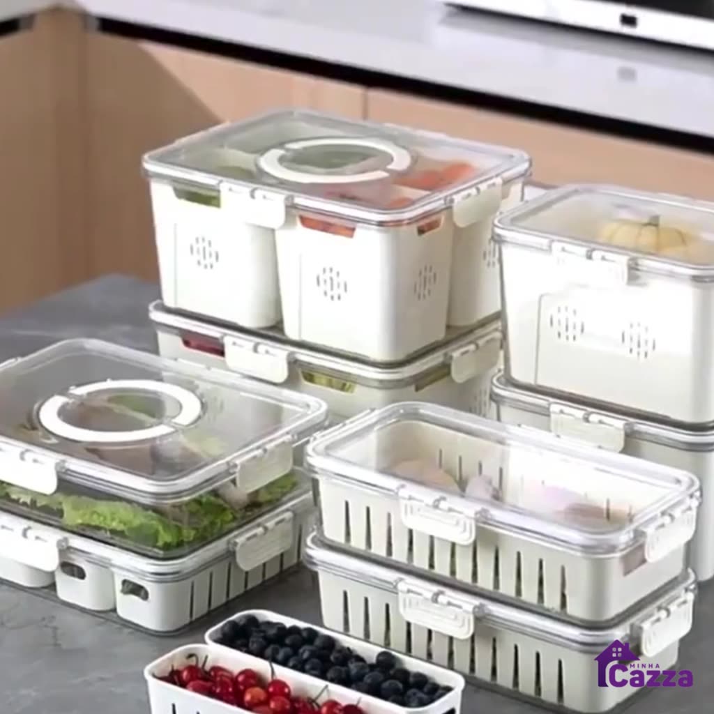 Organizador de Geladeira Multiuso Fruta Legume Ovo Tempero Bandeja e ...
