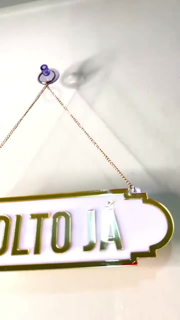 Placa de Volto Já / Aberto em Acrílico Espelhado de Dupla Face ...