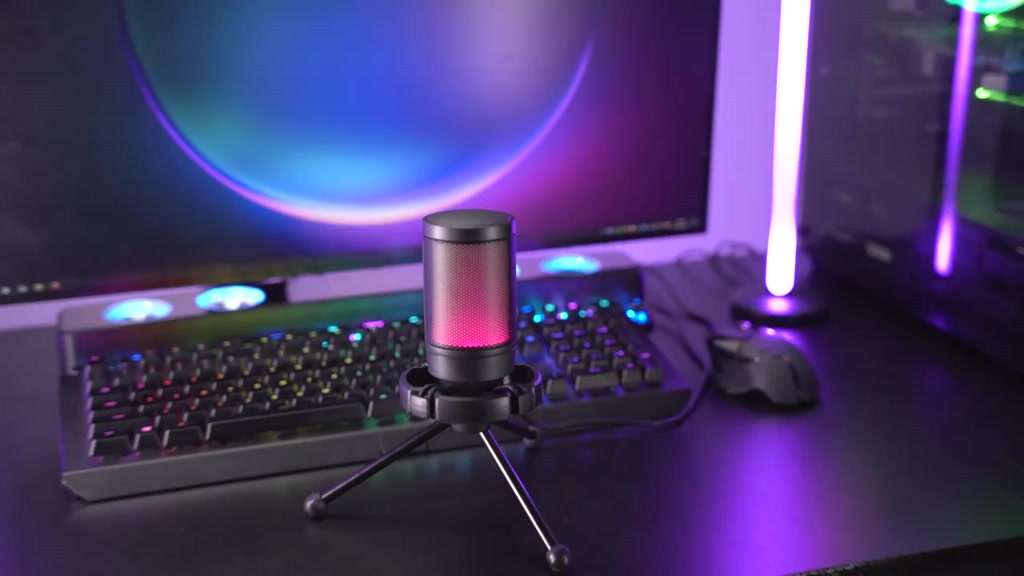FIFINE Ampligame A2 - Microfone USB RGB, Mute Touch, com Tripé para PC ...