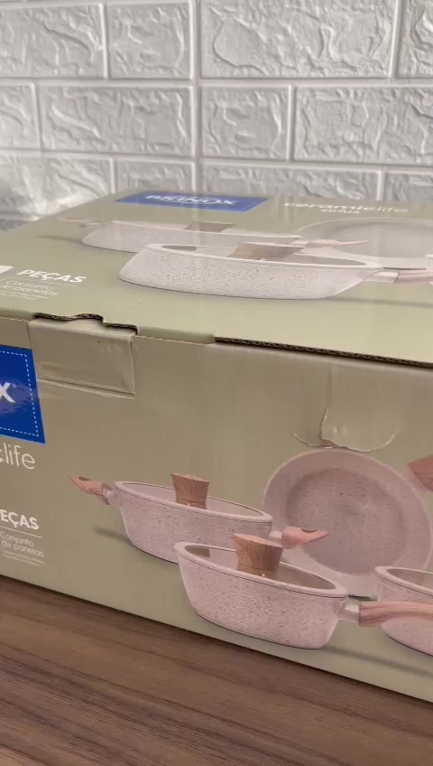 Jogo de Panelas Antiaderente Ceramica Vanilla Cooktop Fogão Indução Kit ...