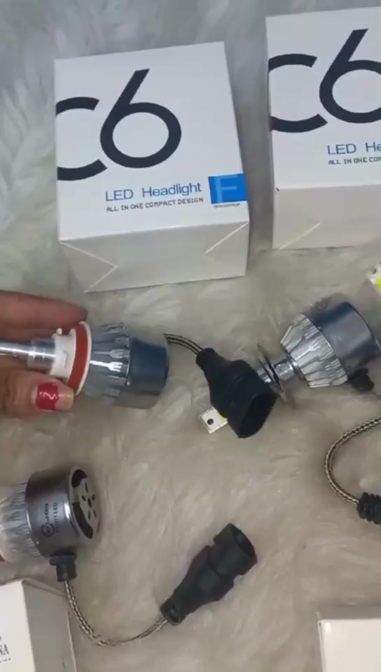 Par de Lâmpadas C6 Super Led 6000K H1 H3 H4 H7 H11 H13 H16 H27 HB3 HB4 12V a 24V | Shopee Brasil