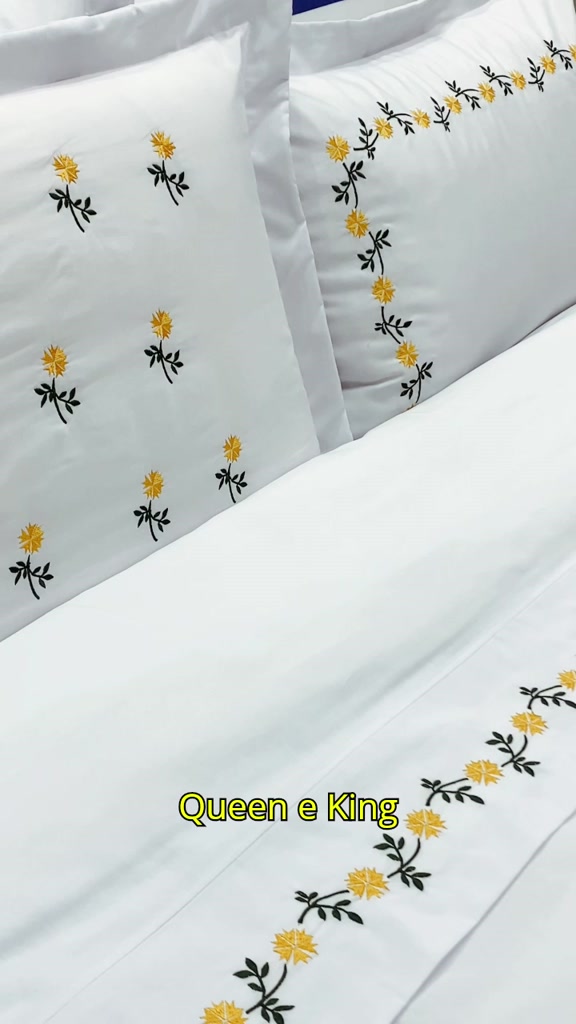 Kit Edredom Casal Queen Bordado 100% Algodão 180 Fios Tecido Percal ...