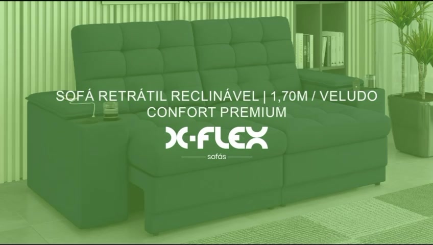 Sofá Confort Premium 1,70m Assento Retrátil/Reclinável porta copos e USB Suede Cinza - XFlex ...