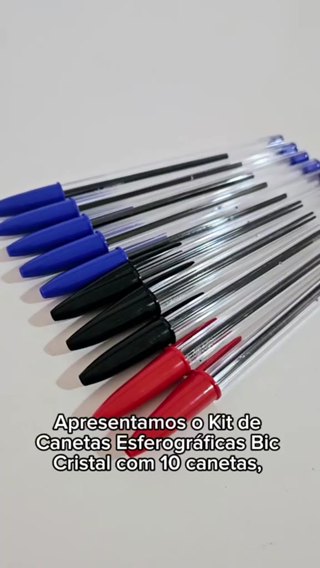 Kit c/10 Caneta Esferográfica Cristal 1.0 (5 Azuis | 3 Pretas | 2 vermelhas) Bic | Shopee Brasil