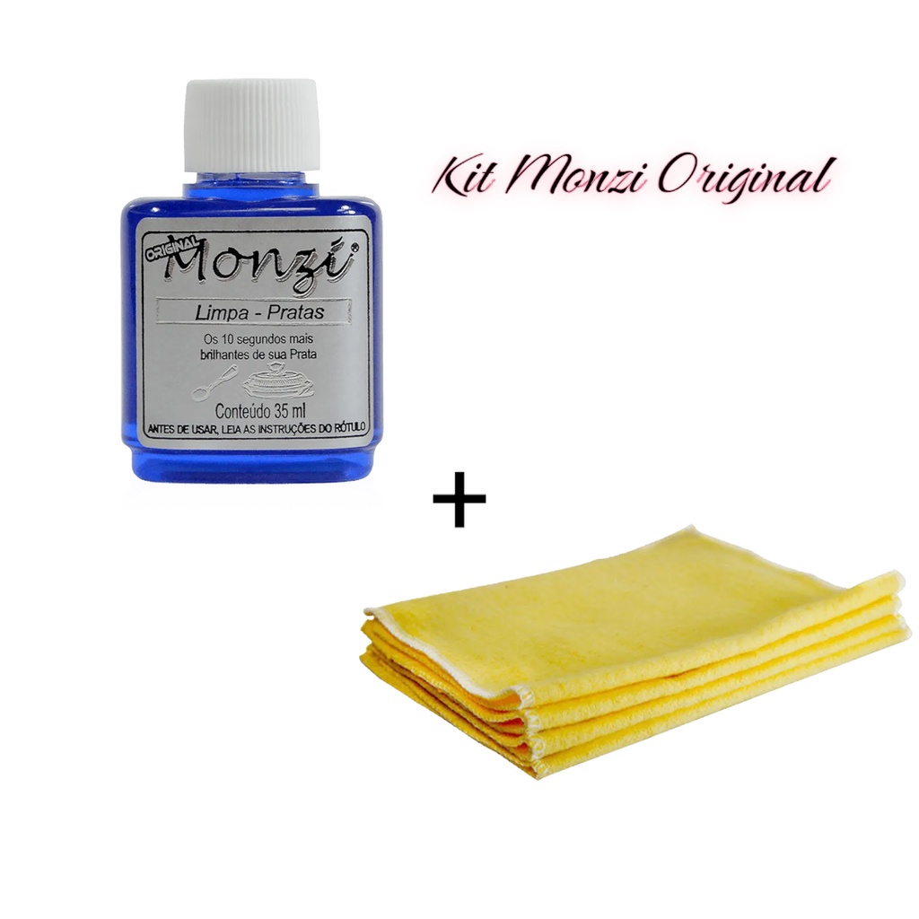 Kit Limpa Pratas 925 Monzi + Flanela Original - Liquido Para Limpar ...