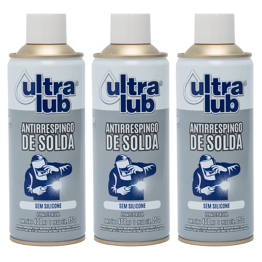 Kit 3 Anti Respingo Para Solda Spray 400ml Sem Silicone Ultralub ...
