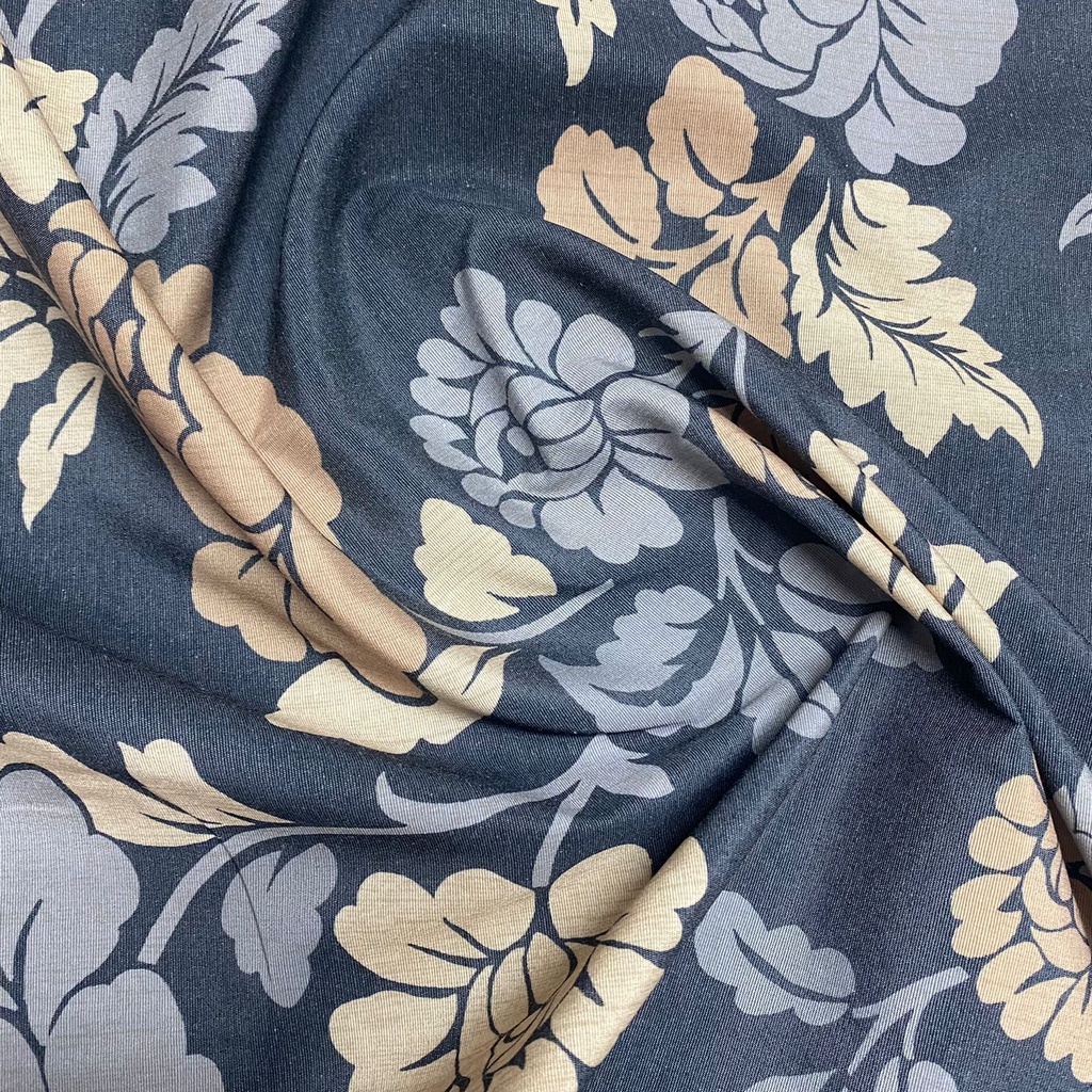 Tecido Linho Estampado 1,40x1,00m Floral Cinza Escuro | Shopee Brasil