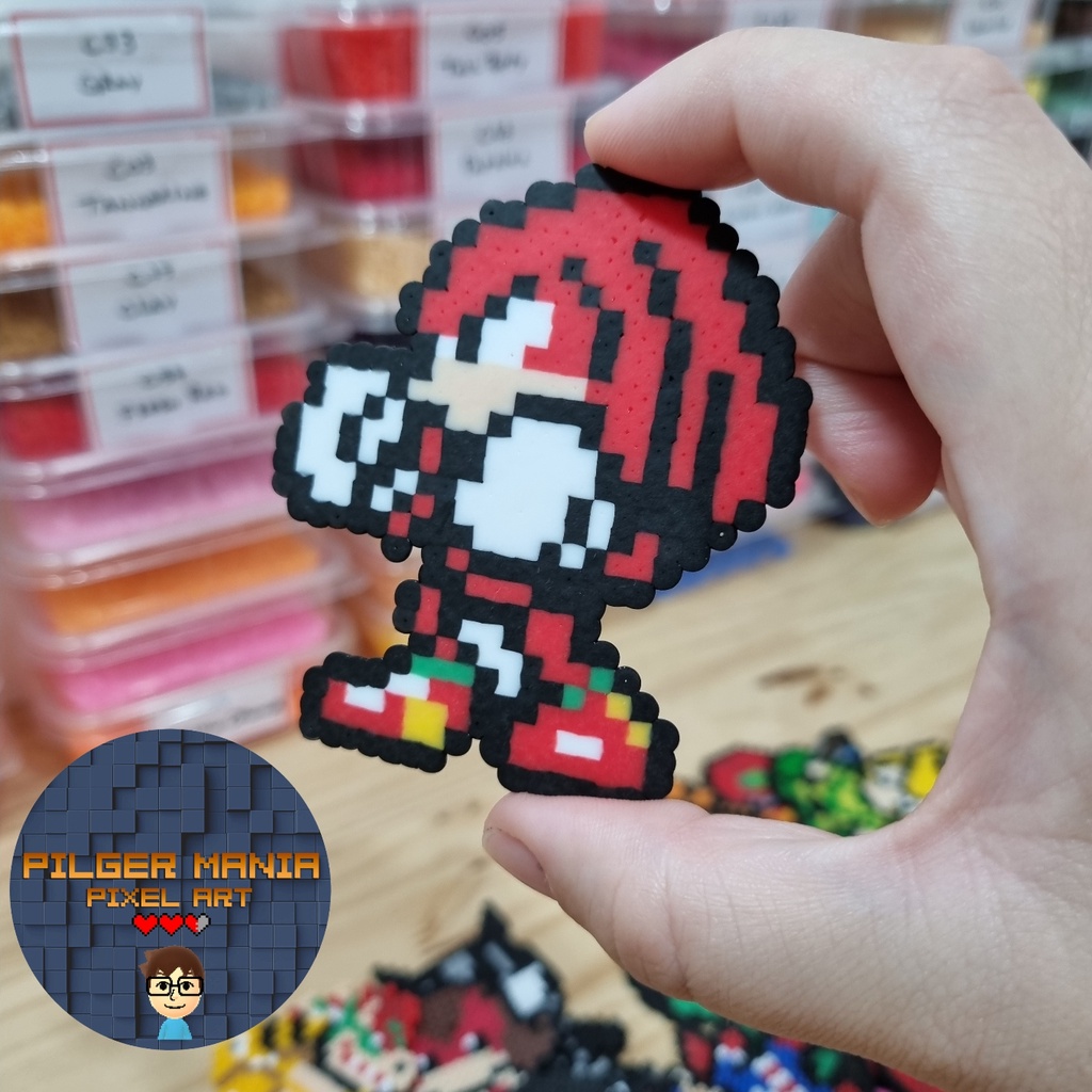Chaveiro / Imã Knuckles (Sonic) Hama Beads Perler Beads Pixel Art ...
