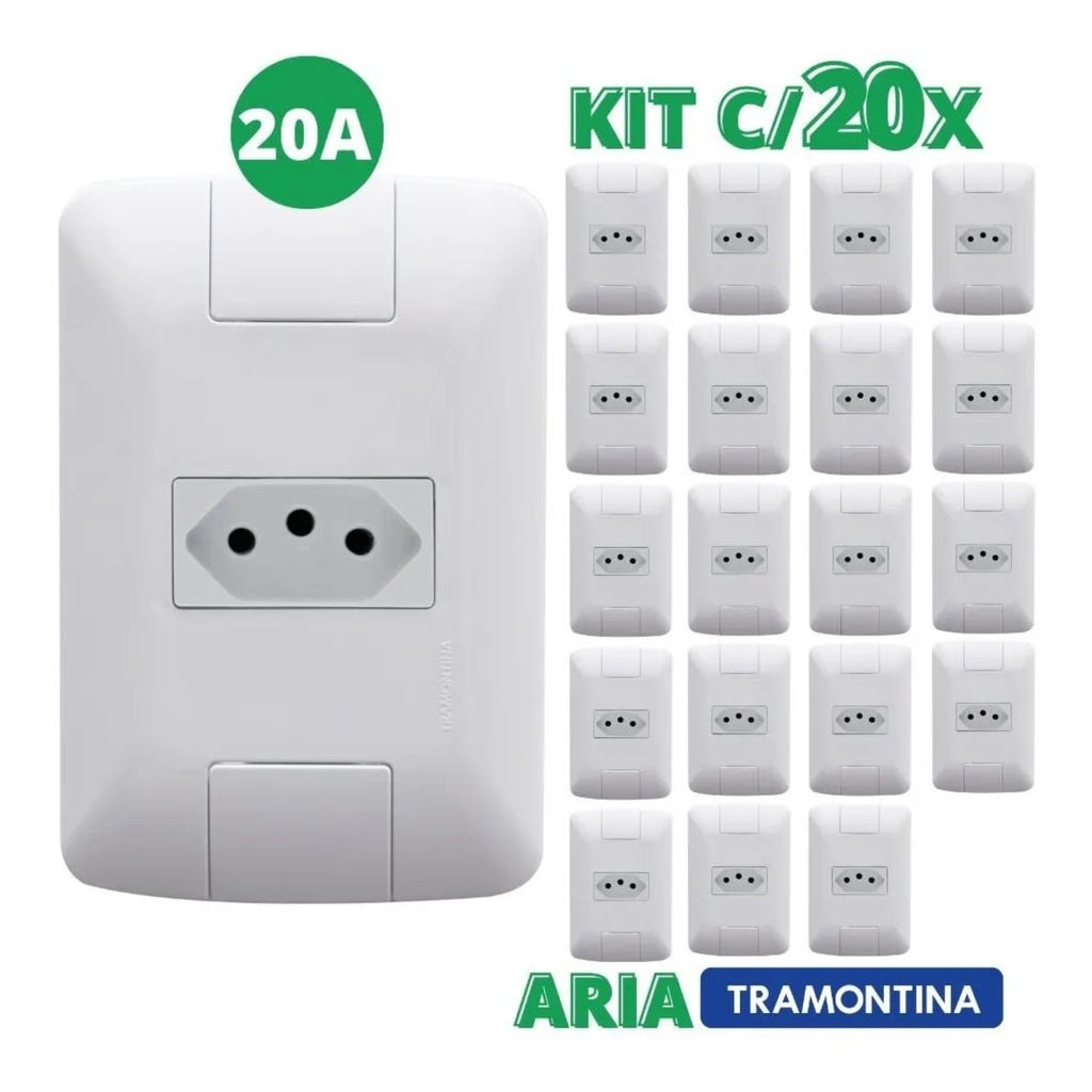 tomada 10A tramontina linha arial kit c/ 20 pcs | Shopee Brasil