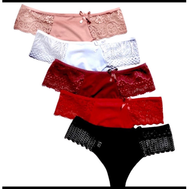 Kit 10 Calcinhas em Poliamida com Lateral de Renda Revenda Calcinha em ...