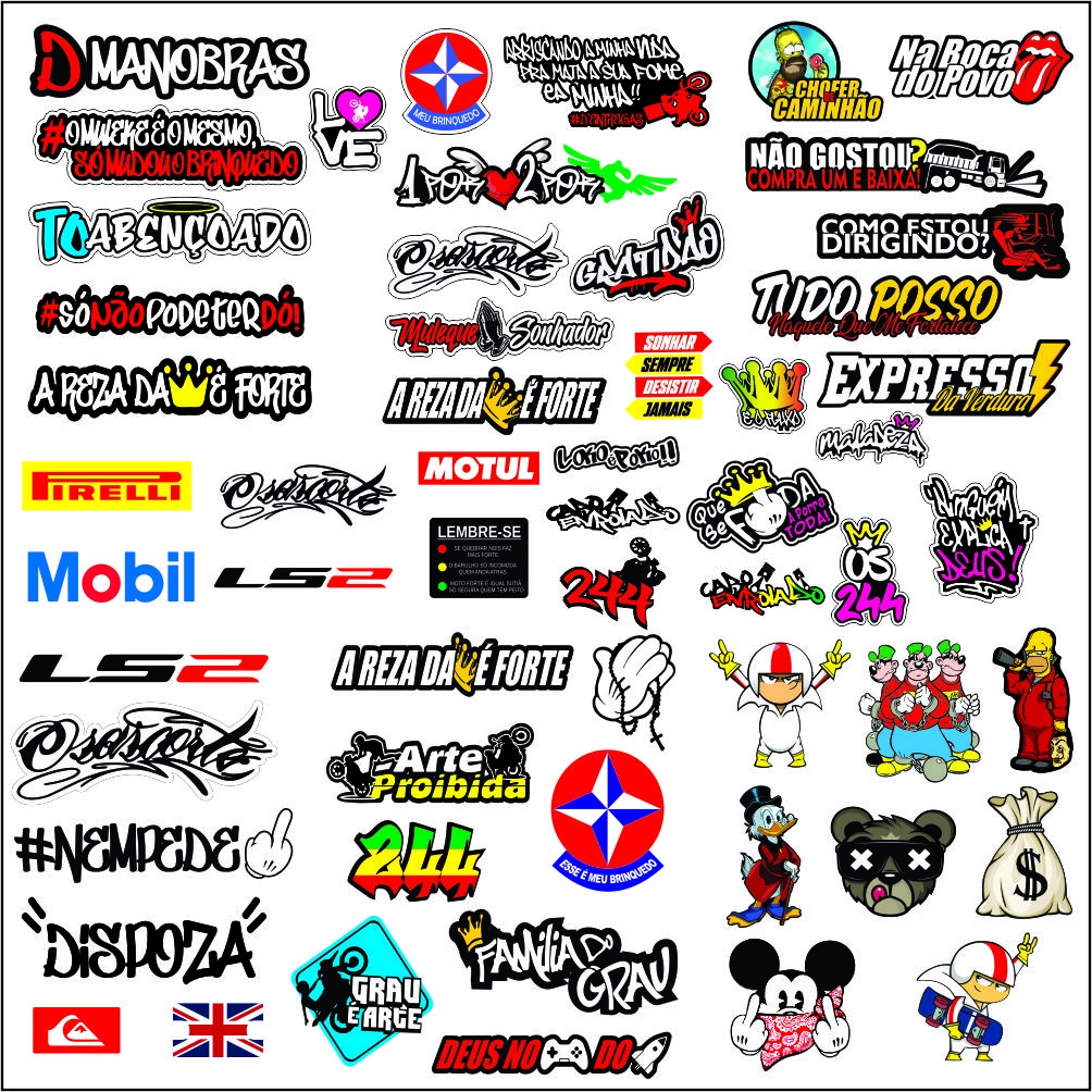 Kit 54 Adesivos variados, Vinil para bicicleta, moto, carro | Shopee Brasil