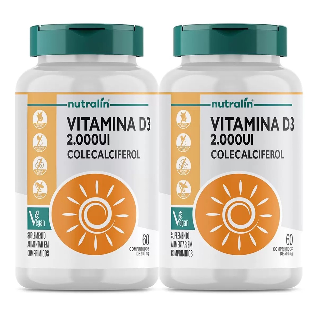 Vitamina D3 2000 UI 60 comp Kit 2 unidades Nutralin | Shopee Brasil